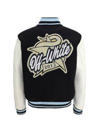 Off-white Mens Varsity Star Logo Jacket Black