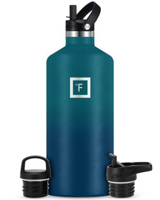 Iron Flask Edelstahl Trinkflasche mit 3 Deckel - Auslaufsicher Thermosflasche - Metall Wasserflasche Doppelwandig Isoliert BPA-freie fur Sport Schule Fitness Cam