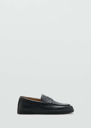 Mango Mocassins cuir d&eacute;tail en forme de masque noir - Homme - 39 - MANGO MAN