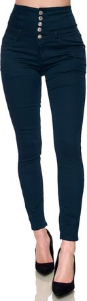 Elara Damen Jeans Stretch Skinny High Waist Chunkyrayan A EL60-1 Dunkelblau-40 (L)