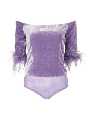 8 by YOOX VELVET OFF-SHOULDER BODYSUIT