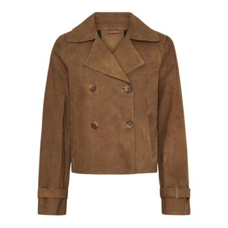 Notyz Kurzer Trenchcoat aus Wildleder - - Jackets - Damen - Braun - 2XL