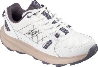 Skechers Damen Ridge Oak Gateway Trail Sneaker, White Leather/Purple Textile/Synthetic, 38.5 EU