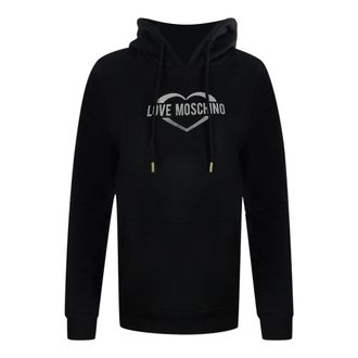 Moschino Love Moschino Schwarzer Kapuzenpullover Mit Silbernem Herzlogo