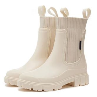 Generic Bottes mi-mollet imperm&eacute;ables et antid&eacute;rapantes avec semelles &eacute;paisses, bottes de pluie pour femme avec soutien de la vo&ucirc;te plantaire, &eacute;lastiques, imp