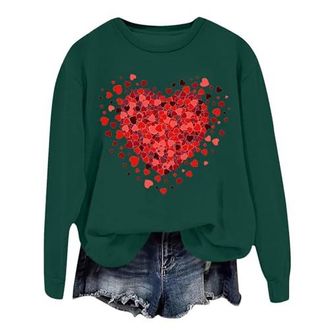 Generic 2026 Sweat-shirt dhiver tendance pour femme avec imprim&eacute; festif et col rond, Vert, XXL