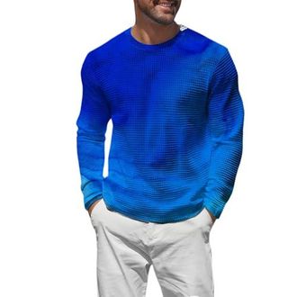 Generic Chemise de Saint-Valentin pour homme - Imprim&eacute; amour - L&eacute;ger et respirant - Col rond - Manches longues - Confortable et doux au toucher, bleu, XXL