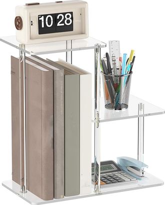 Generico Transparenter Beistelltisch mit 3 Ebenen - Nachttisch aus Acryl | Beistelltisch für Wohnzimmer, Eingangsbereich und Büro | Möbel für kleine Räume wie 