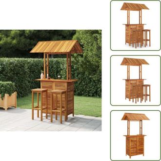 vidaXL 3-tlg. Gartenbar-Set Massivholz Akazie - Gartensets - Gartenbar - Holzm&ouml;bel - Esszimmergarnitur - Outdoor M&ouml;bel