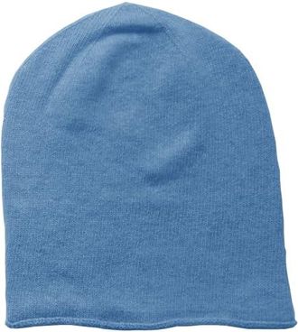 Mississhop Bonnet tricot&eacute; en cachemire - Bonnet souple - XXL - &Eacute;charpe / gants en laine cachemire, Casquette bleue, taille unique