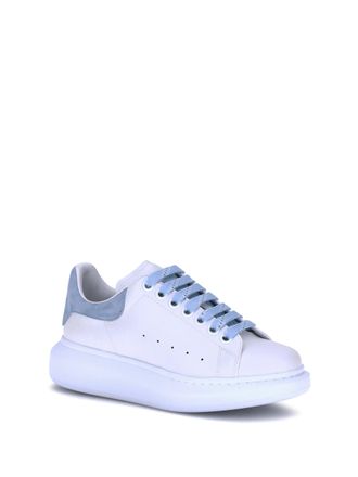 Alexander McQueen Womens Leather Sneakers White-Powder Blue White/powder