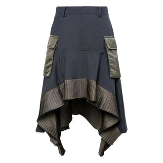 sacai Femme, Jupes, Gris, Taille: 42 FR Suiting & Nylon Twill Midi Skirt