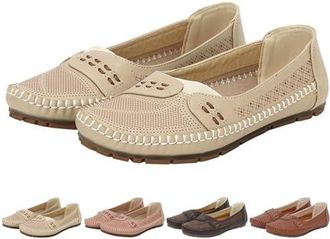 Generic Mocassins orthop&eacute;diques pour femme, coupe large, baskets d&eacute;contract&eacute;es et confortables, l&eacute;g&egrave;res et antid&eacute;rapantes pour le travail, le bureau, beige, 3