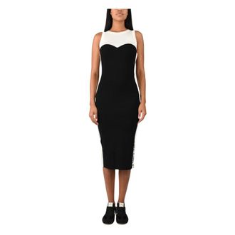 Elisabetta Franchi Robe midi en maille bicolore - Femme - Robes - Noir - Taille: 40 FR