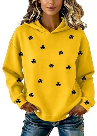 Generic HUIFUAO Sweat &agrave; capuche pour la Saint-Patrick pour femme - Sweat &agrave; capuche amusant en forme de tr&egrave;fle irlandais - Costume irlandais - Tr&egrave;fle vert - Ch