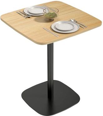 HOMCOM Esstisch, Modern K&uuml;chentisch f&uuml;r 2 Personen, 60 x 60 cm quadratischer Esszimmertisch mit Stahlgestell, f&uuml;r K&uuml;che, Esszimmer, Wohnzimmer, Naturholz