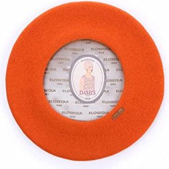 Elosegui B&eacute;ret basque Femme Mod&egrave;le Dame 100% Laine m&eacute;rinos avec doublure, Orange 80, Taille Unique