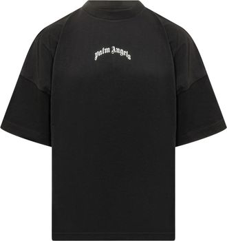 Palm Angels Homme, Tops, Noir, Taille: L Classic Logo Over Tee
