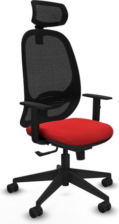 Piqueras y Crespo B&uuml;rostuhl Cilanco mit 1D-Armlehnen und Kopfteil, h&ouml;henverstellbar und neigbar, ausgestattet mit 3 Positionen und Schneidschaum, Schwarz/Rot