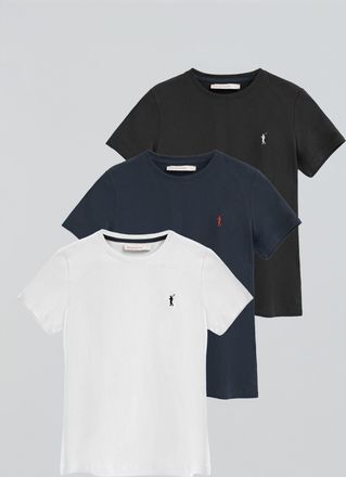 Polo Club Dreierpack Damen-T-Shirts wei&szlig;, schwarz und marineblau mit kurzen &Auml;rmeln und gesticktem Rigby Go-Logo