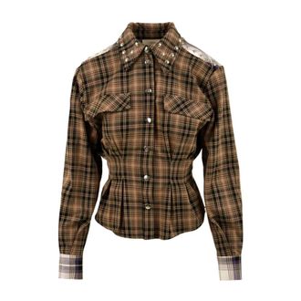 Akep Bustier-Shirt aus kariertem Stoff mit Nieten - - Blouses & Shirts - Damen - Mehrfarbig - S