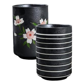 BESPORTBLE 2 Japanische Teetassen aus Keramik 300 ml Vintage Teebecher f&uuml;r Zuhause und Restaurant mit Festem Boden