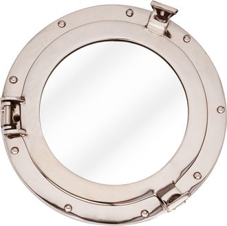 NKlaus 28cm Bullaugenspiegel Aluminium vernickelt Wandspiegel Nautische Deko Maritim 15002