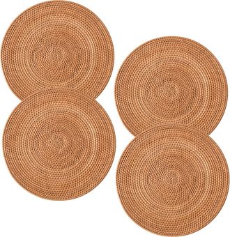 Valiclud 4st&uuml;cke Gewebte Getr&auml;nkeuntersetzer Aus Rattan Runde Platzsets Mit Rustikale Tischsets F&uuml;r Tassen Und Schalen Hitzebest&auml;ndig Und Wiederverwendbar