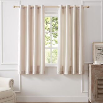 Bulbul Cremefarbene Vorh&auml;nge, 160 cm L&auml;nge, 2 St&uuml;ck, f&uuml;r Wohnzimmer, Elfenbein, Samt, Verdunkelungsvorh&auml;nge, Fenstervorh&auml;nge, w&auml;rmeisoliert, Raumverdunkelung