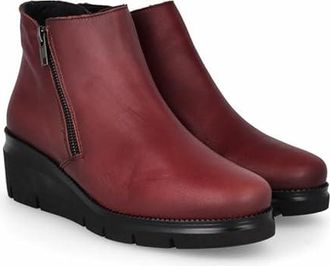 Lince Lince Bottines &agrave; fermeture &eacute;clair confortables, semelle en caoutchouc, semelle en gel, i50851, fabriqu&eacute;es en Espagne, Cuir Velvet Guinda, 36 EU