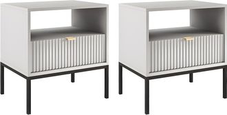Pascal Morabito Pascal MORABITO-2er-Set Nachttische mit 1 Schublade & 1 Ablage - Grau - LIOUBA