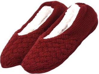 BESPORTBLE BESTonZON Chaussettes DHiver Chaudes Antid&eacute;rapantes pour Adultes Taille 35-38 Couleur Rouge Torsad&eacute; Chaussettes-Pantoufles DInt&eacute;rieur avec Bande de Ma