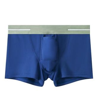 Generic Boxers en coton pour homme, sous-v&ecirc;tements pour hommes, s&eacute;par&eacute;s Scrotal Bracket U Sous-v&ecirc;tements respirants pour hommes, bleu fonc&eacute;, XXL taille courte