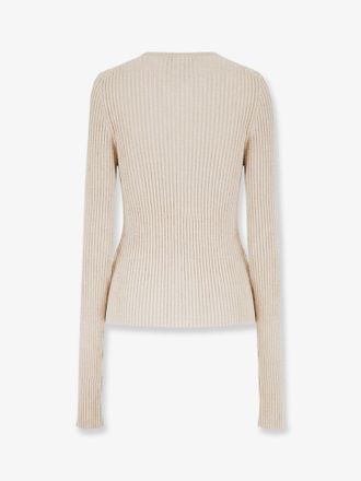 Nude Womens Sweater Ribbed Cotton-Blend Beige