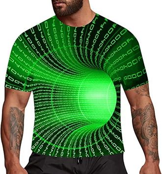 Generic T-shirt de sport &agrave; manches courtes pour homme, motif g&eacute;om&eacute;trique 3D, illusions doptique, vortex imprim&eacute;, d&eacute;contract&eacute;, col rond, course &agrave; pied, gym, Ve
