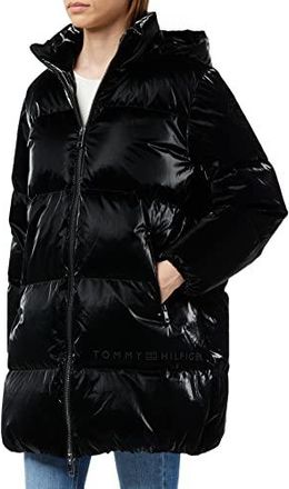Tommy Hilfiger Femme Doudoune M&eacute;tallis&eacute;e Manteaux tiss s, Noir, L EU