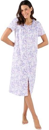 Damart Chemise De Nuit en Maille Jersey Pur Coton Femme Bleu Imprim&eacute; Taille 54-56 (XXL)