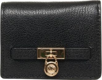 Michael Kors Portemonnaie - Pebbled Leather Wallet With Gold-Tone Lock - Gr. unisize - in Schwarz - für Damen