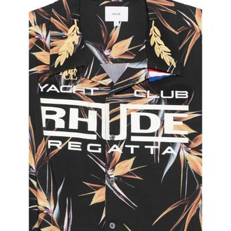 Rhude Floral Print Rayon Shirt - Black