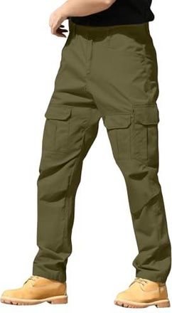 Generic Pantalon cargo pour homme - Coupe droite - Coupe droite - Pantalon chino durable - Plusieurs poches - Pantalon de travail - Pantalon de travail élasti