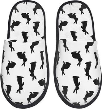 Generic Imprimé Lapin Noir Pantoufles Moelleuses Maison Pantoufle Légères Chausson Pour Femme Chambre Extérieur M