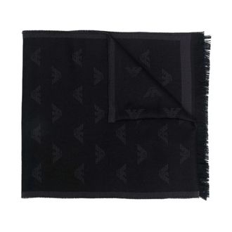 Emporio Armani Jacquard-Schal mit Adler und Fransen - - Accessories - Herren - Grau - ONE SIZE