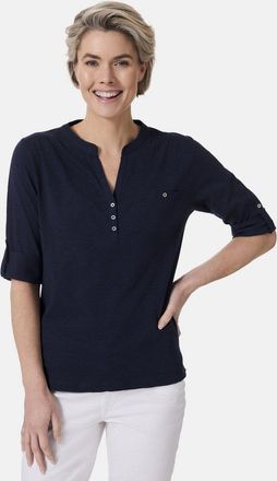 Stooker 3/4-Arm-Shirt MARIE T-Shirt 3/4 - Arm Regular Fit Slub Yarn Baumwolle Henley Shirt Knopfleiste für Damen