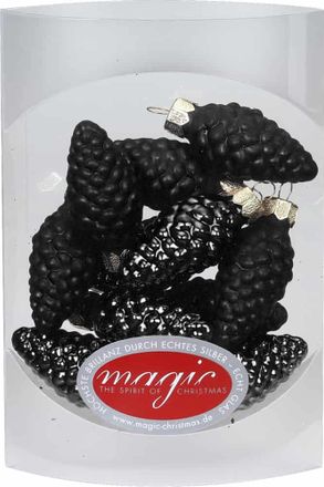 Magic Bodyfashion 12 Zapfen 4,5 cm Glas Weihnachtsschmuck Weihnachtsdeko Christbaumkugeln Christbaumschmuck 45mm (Ebony Black)