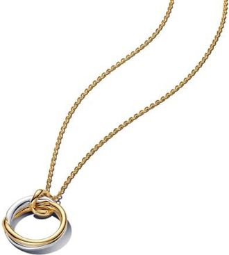 Pandora Essence Collier pendentif bicolore en argent sterling plaqué or 14 carats, taille : 45 cm, 363882C00-45