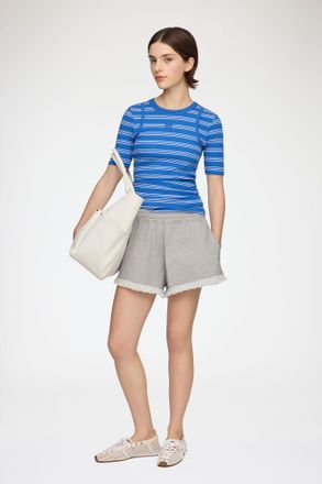 Ganni Short gris Isoli Coton biologique - Taille XS - Pour Femme