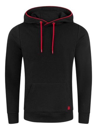 Riverso Kapuzenpullover Herren Hoodie RIVSandro Regular Fit Longsleeve Sweatshirt mit Cross-Over-Kragen und K&auml;ngurutasche