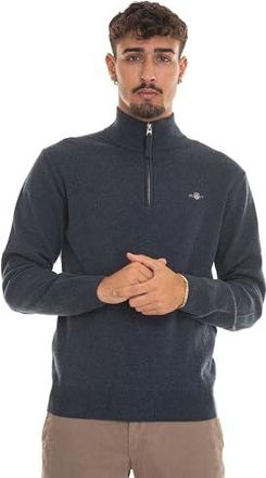 GANT Superfine Lambswool Half Zip Pull-Over, Dark Navy Melange, XXXL Homme