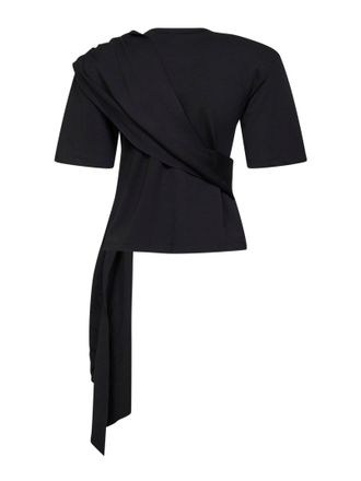 Giuseppe Di Morabito Womens Black Stretch Jersey T-Shirt With Crystal Feather Viscose T-Shirts & Jerseys