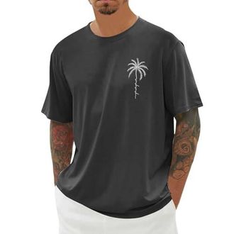 Generic T-shirt d&eacute;t&eacute; pour homme - Col rond - Manches courtes - Avec imprim&eacute; ville - Chemises basiques - Chemises d&eacute;contract&eacute;es - T-shirts de sport, gris fonc&eacute;